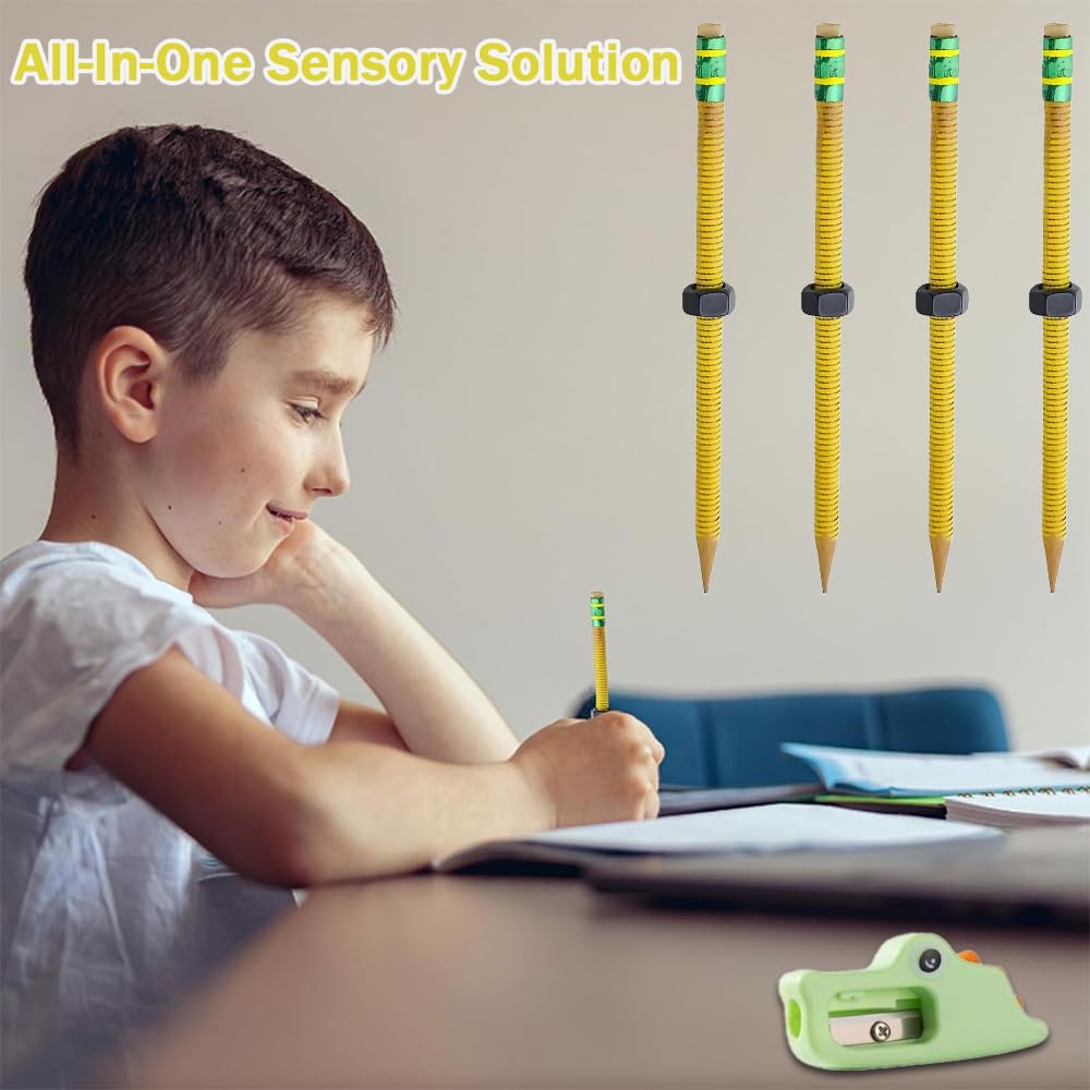 Anxiety Pen Adhd Pencil, Threaded Focus Pencils For Adhd With Sliding ...