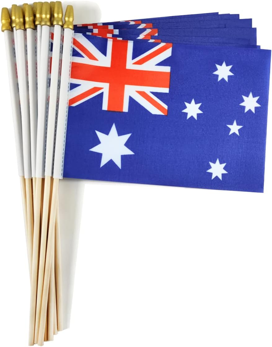 Amazon.com : QQSD Australia Small Flag Australian Stick Mini Hand Held ...