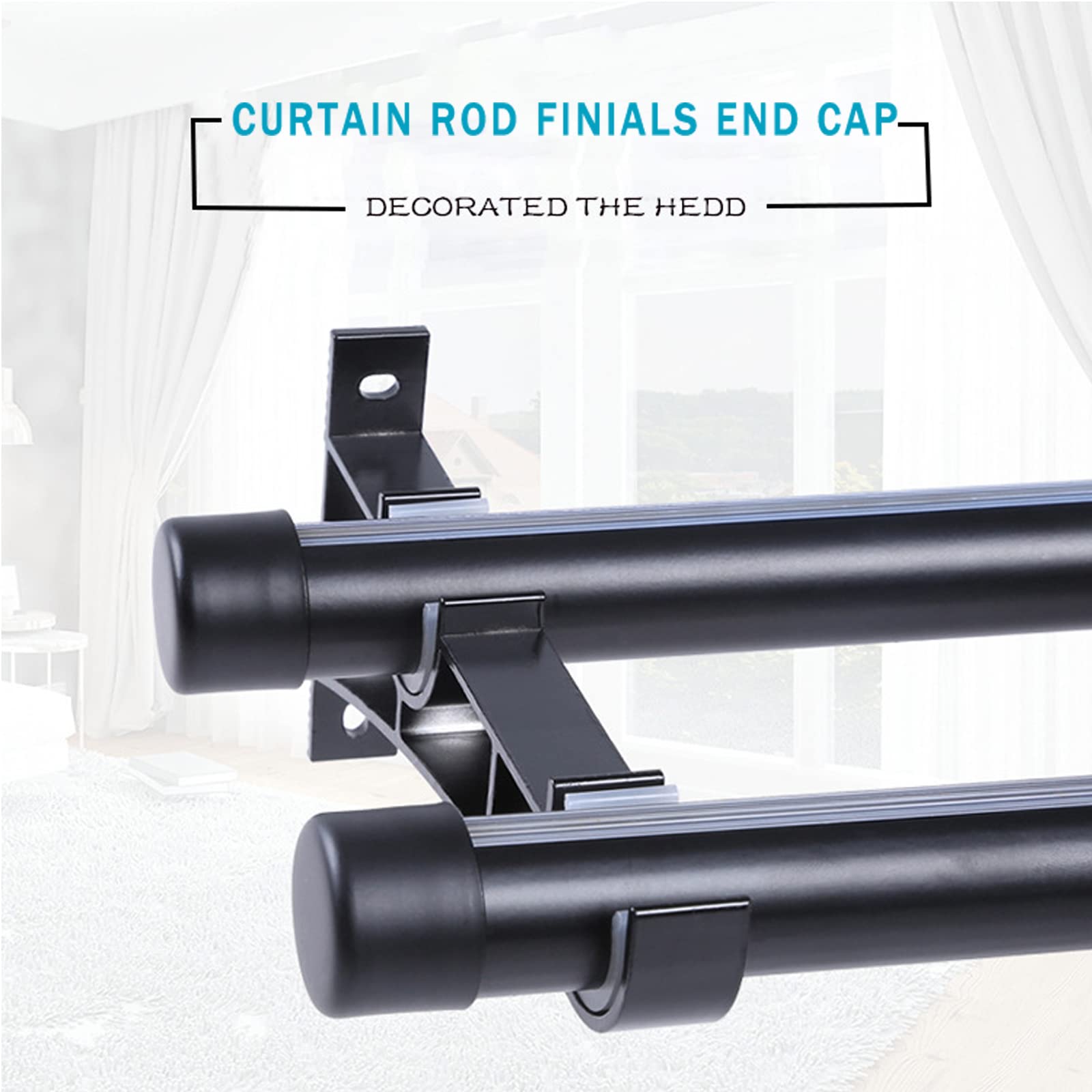 Bracket Heavy Duty 2Pcs Closet Pole End Caps - 22mm Plastic Rod Plug ...