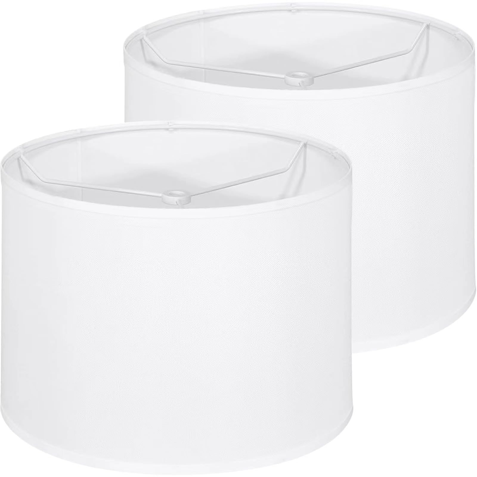 White Lamp Shades Set of 2, Drum Large Lampshades 13" Top x 13" Bottom ...