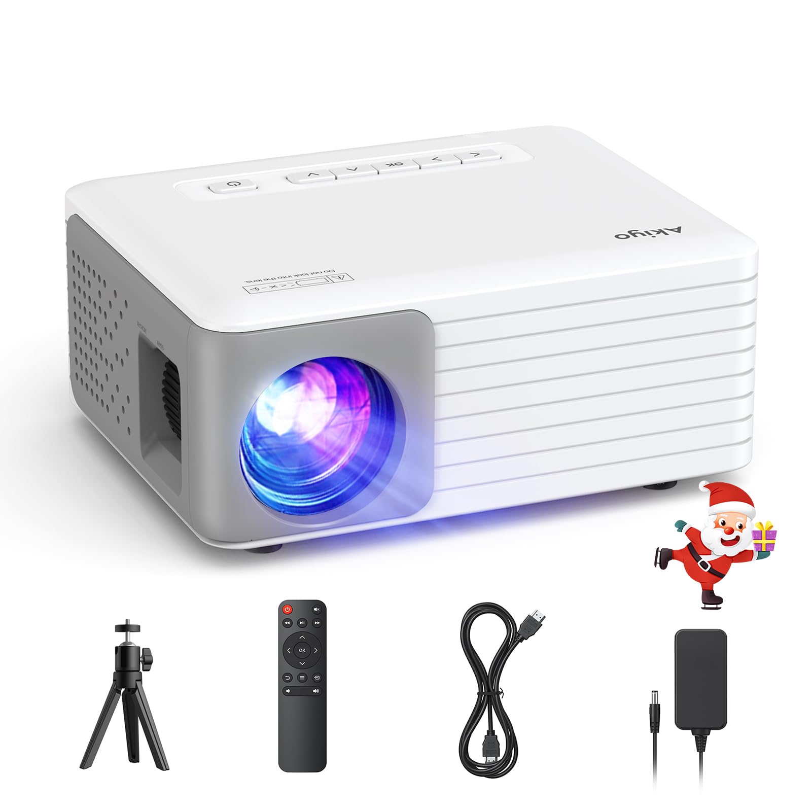 Mini Projector with Tripod, AKIYO O1 Portable Projector 1080P Full HD ...