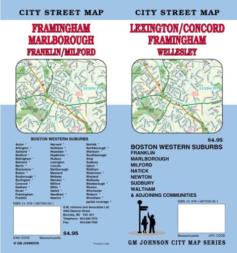 Lexington MA / Concord / Framingham Street Map: GM Johnson & Associates ...