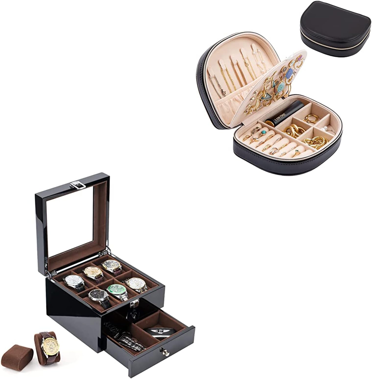 Amazon.com: ProCase Travel Size Jewelry Box Bundle with 2-Tier ...