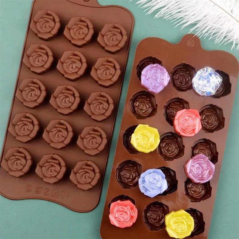 Rose Shape Chocolate Mold, Wax Silicone Mold by Onlineforu LTD : Amazon ...