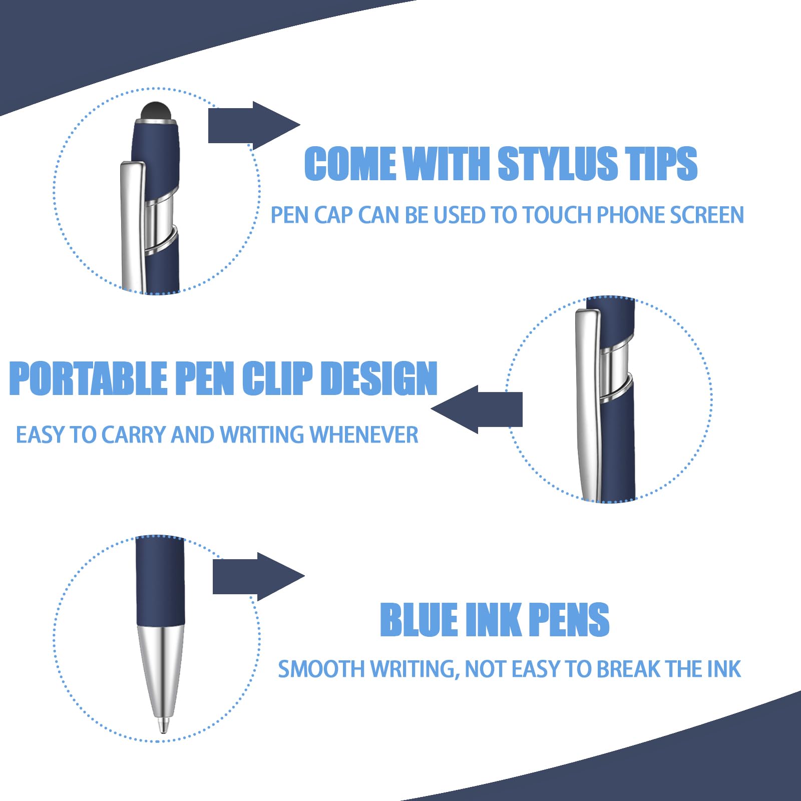 Pink Pens Pens Bulk 50 Pcs Blue Inkling Ballpoint Pen With Stylus 2 In ...
