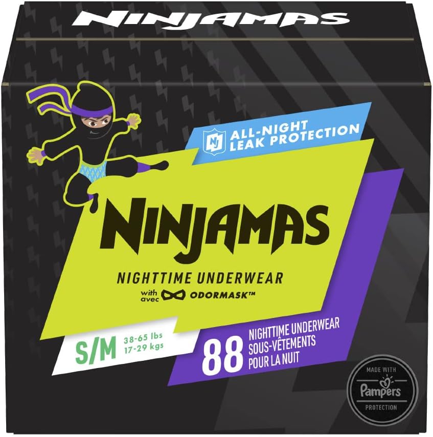 Pampers Ninjamas Nighttime Bedwetting Underwear Boys Size S/M (38-65 ...