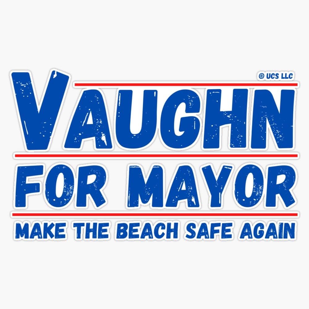 Amazon.com: Jaws: Larry Vaughn for Amity Island Mayor Sticker Bumper ...