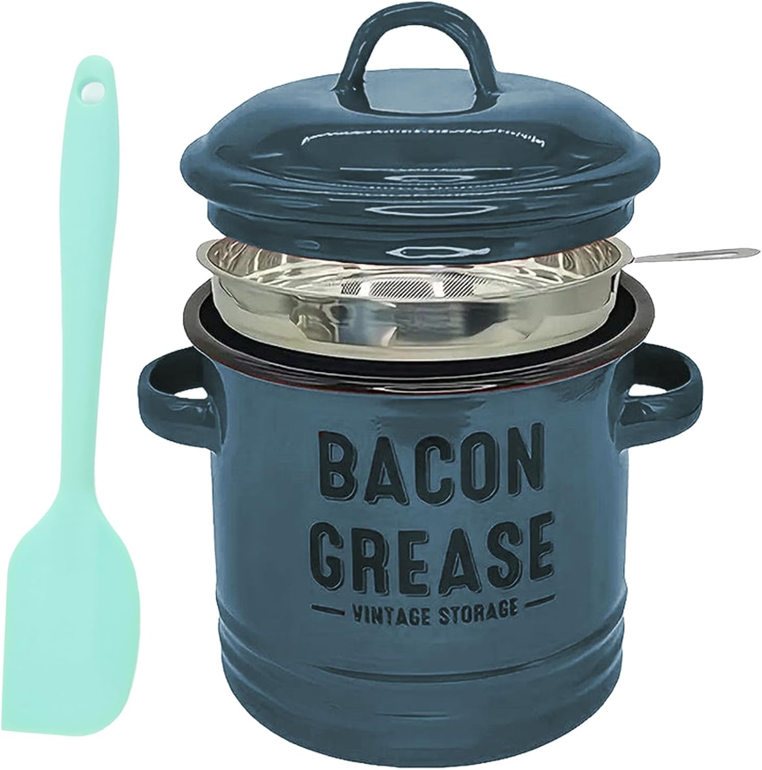 Amazon.com: Bacon Grease Container with Strainer & Spatula, Large ...