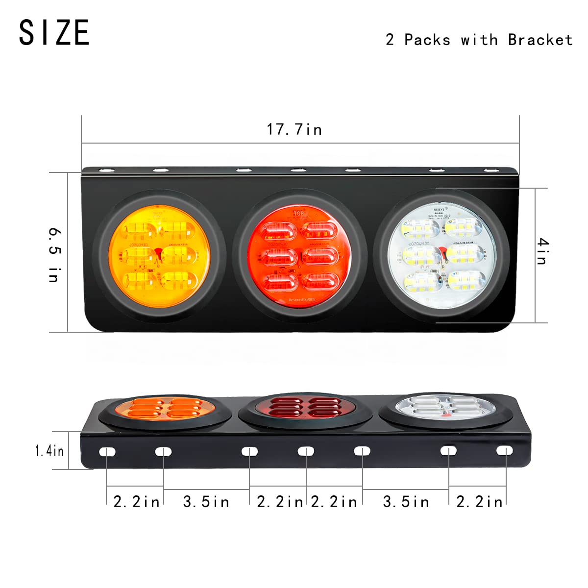 WFPOWER 2 Pack 36 LED Waterproof Flatbed Truck Trailer Lights Kit, Stop ...