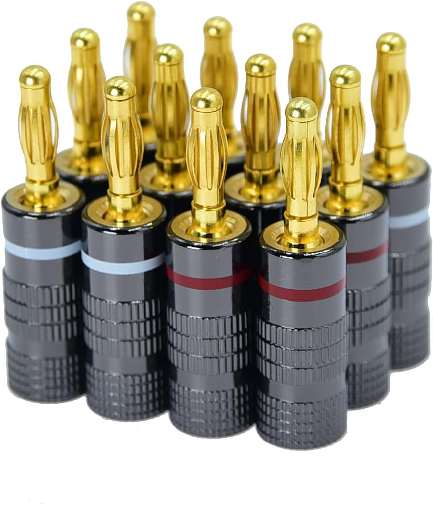 Amazon.com: 4mm Audio Plug Jack Banana Plugs for Speaker Wire 24K Gold ...