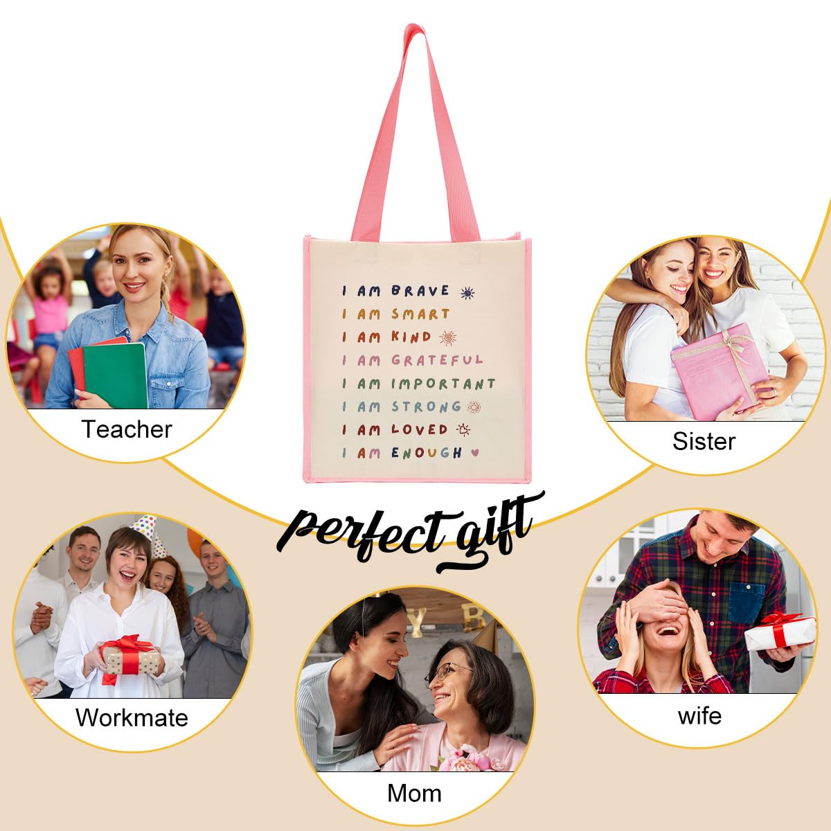 Snapklik.com : Pink Inspirational Gifts Medium Canvas Tote Bag Mental ...