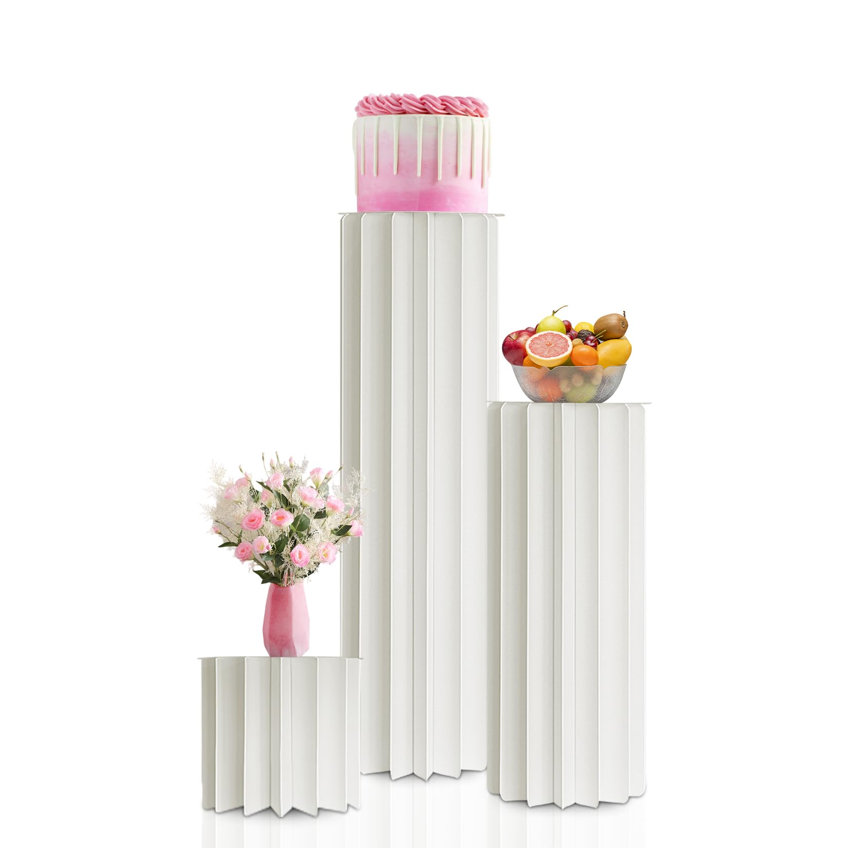 Amazon.com: 3 Pcs Cylinder Stands for Party White Cylinder Pedestal ...