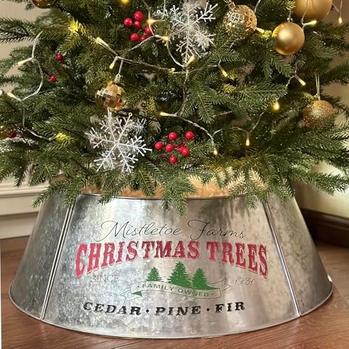 Amazon.com: WKHOMEDECO 29" Galvanized Christmas Tree Collar for Pencil ...