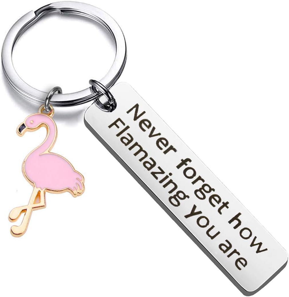 JXirllx Motivational Flamingo Keychain Never Forget How Flamazing You ...