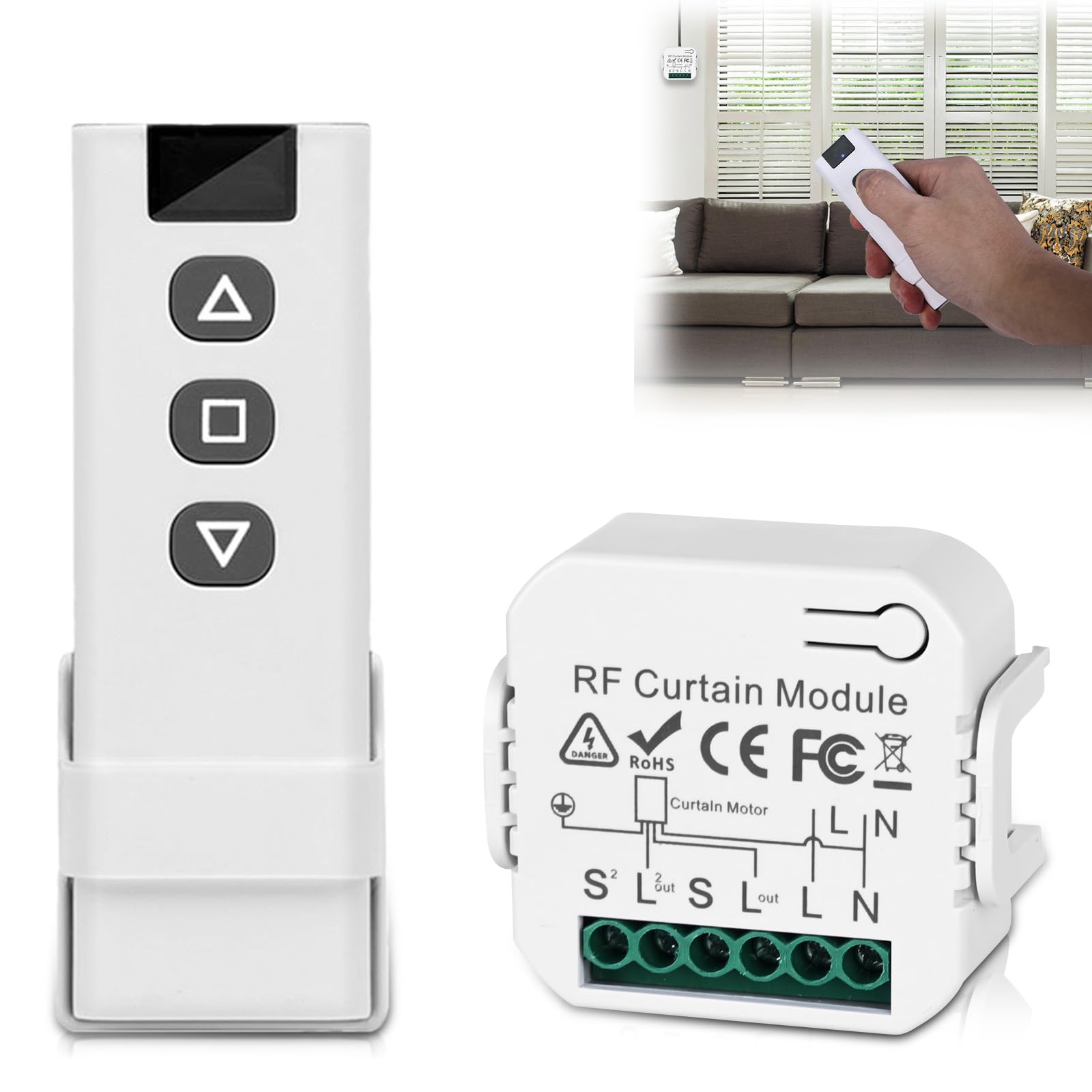 Nizirioo Kit de commande de volet roulant sans fil : Commande du moteur ...