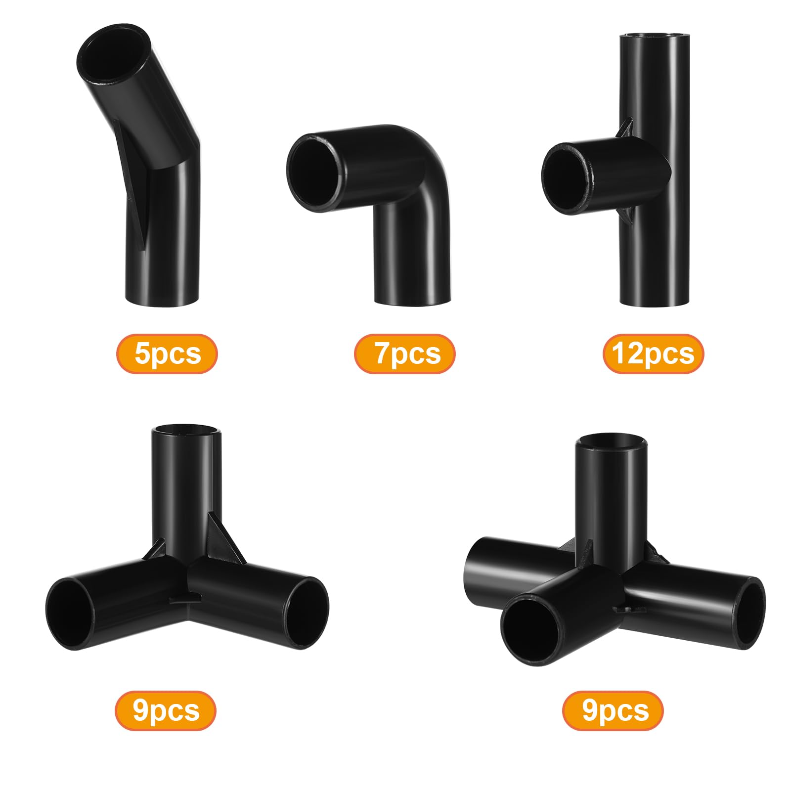 1/2 Inch PVC Pipes Tellegloww 10-Piece PVC Pipe Kit With 42 Fittings ...
