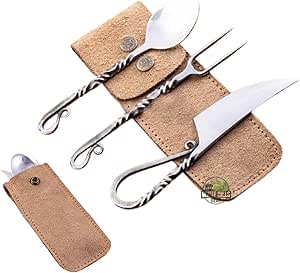 Amazon.com | Hand Forged Viking Cutlery set, Medieval Eating Utensil ...