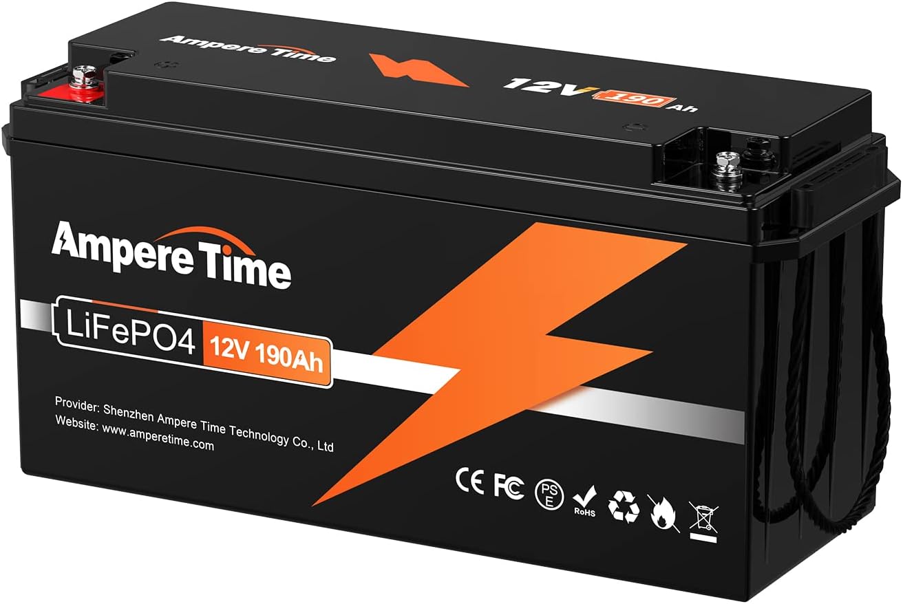 Amazon.com: Ampere Time 12.8V 190Ah Lithium Battery LiFePO4 Deep Cycle ...