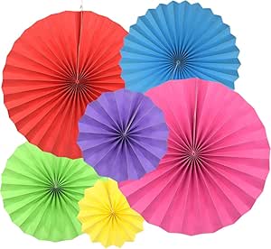 Yosawa 6Pcs Paper Fan Flowers Hanging Paper Fans Decoration for ...