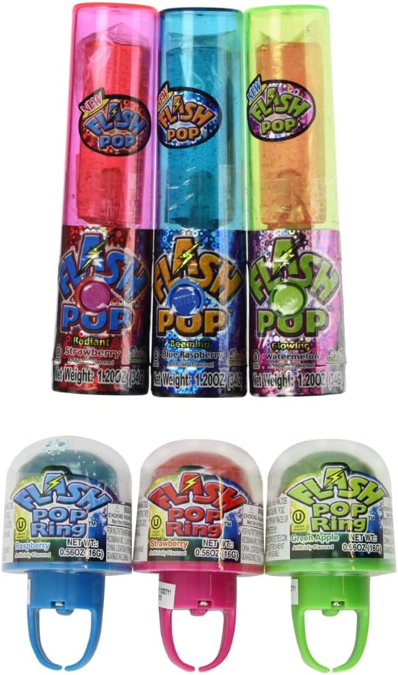 Amazon.com : Kidsmania Flash Pop Gift, Flashing Light-Up Push Pop & Rings - Bundle of 6, 3 Push ...