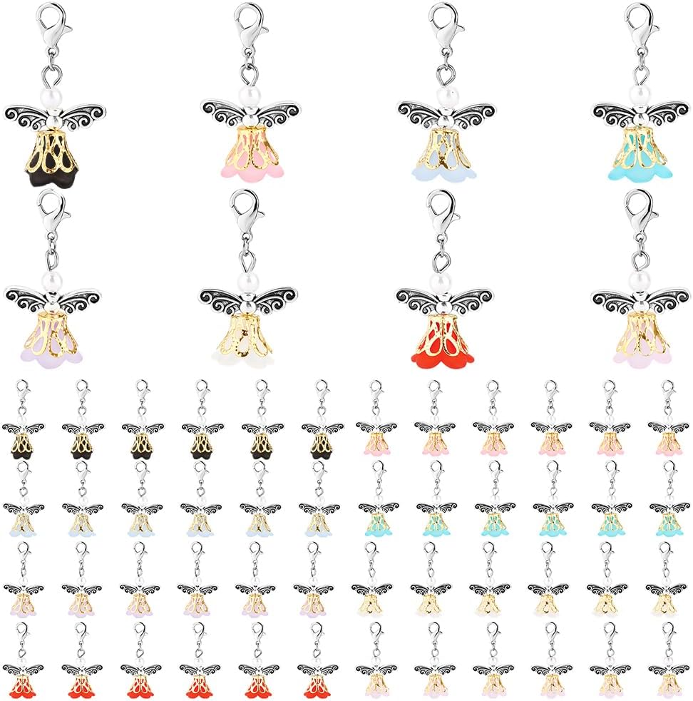 Amazon.com: PH PandaHall 64pcs Angel Wing Charm, Guardian Angel Pendant Fairy Dangle Charms with ...
