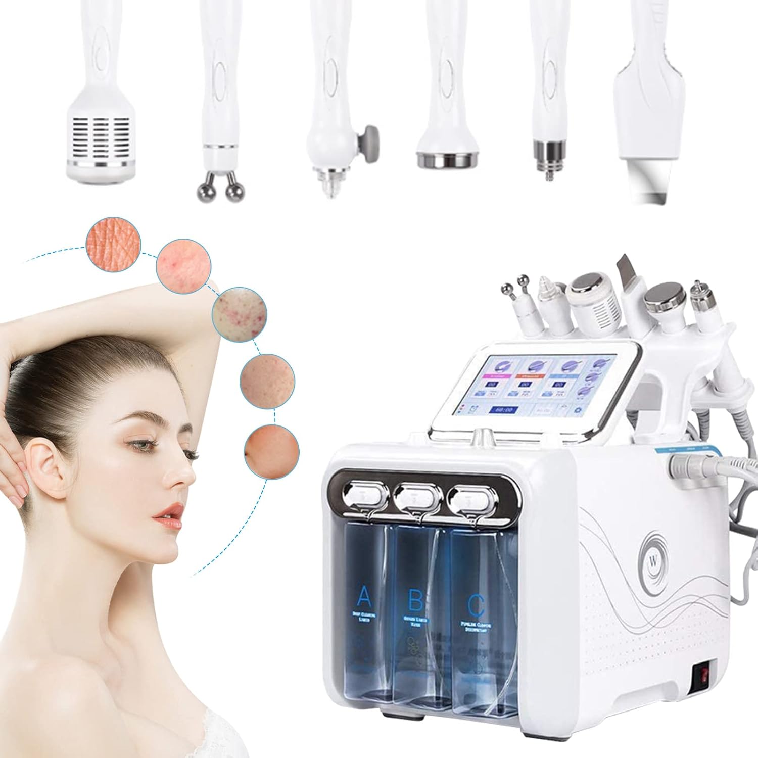 OUENGK Hydrogen Facial Beauty Machine, 6-in-1 Hydrodermabrasion Facial ...
