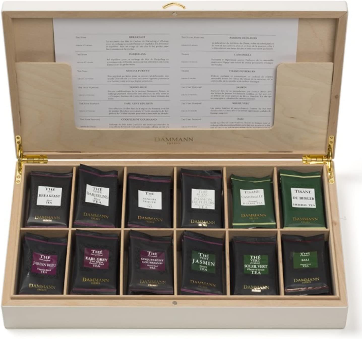 Frères Dammann | Boîte à thé et tisane en bois | Coffret Thé & Herbes ...