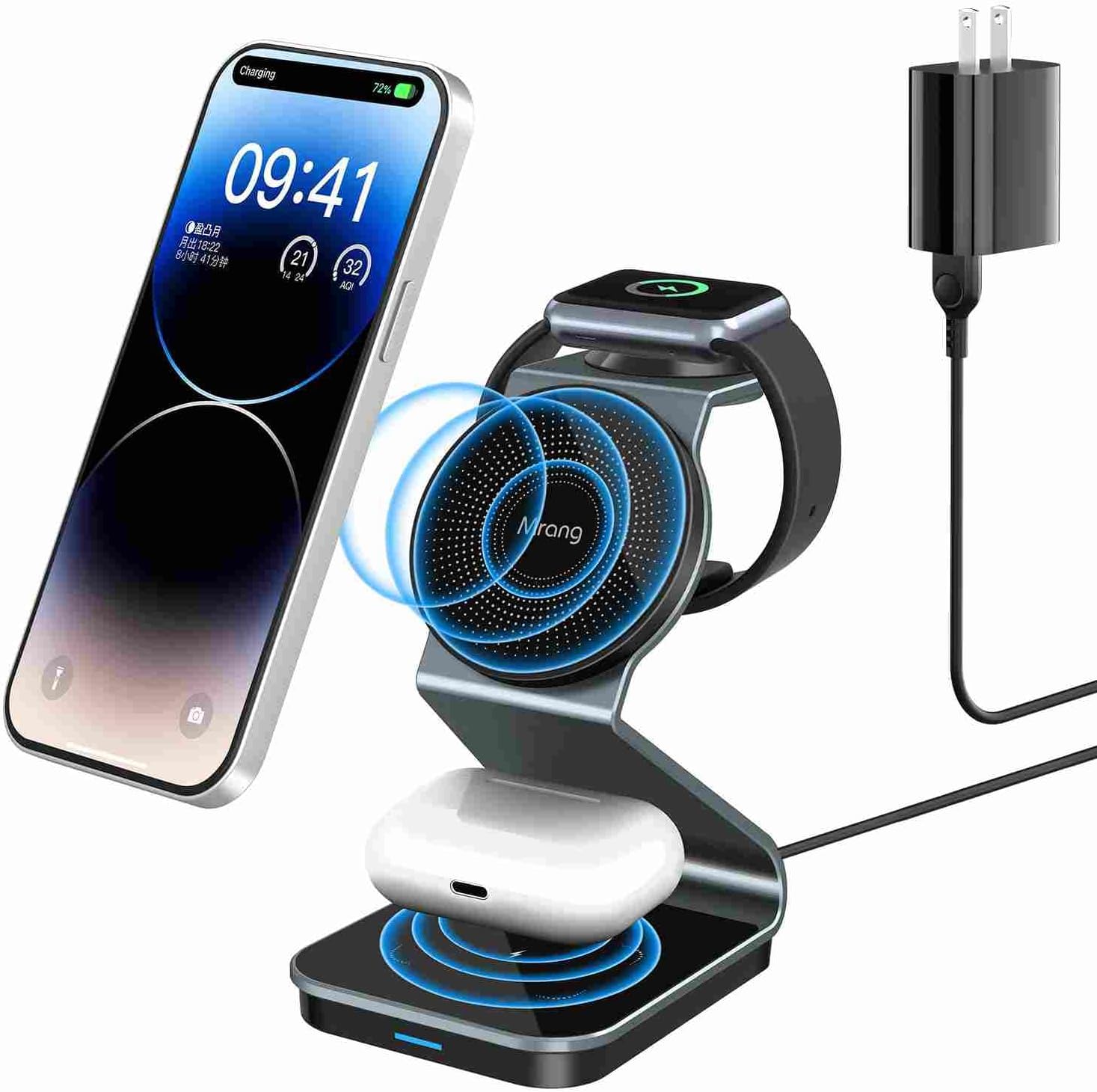 Amazon.com: MOKPR Magnetic 3 in 1 Wireless Stand Charger, Adjustable ...