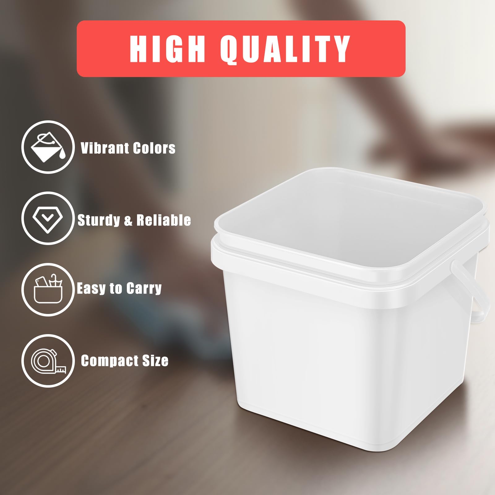 4 Pcs Plastic Bucket 5 Quart Square Bucket Utility Small Bucket with ...