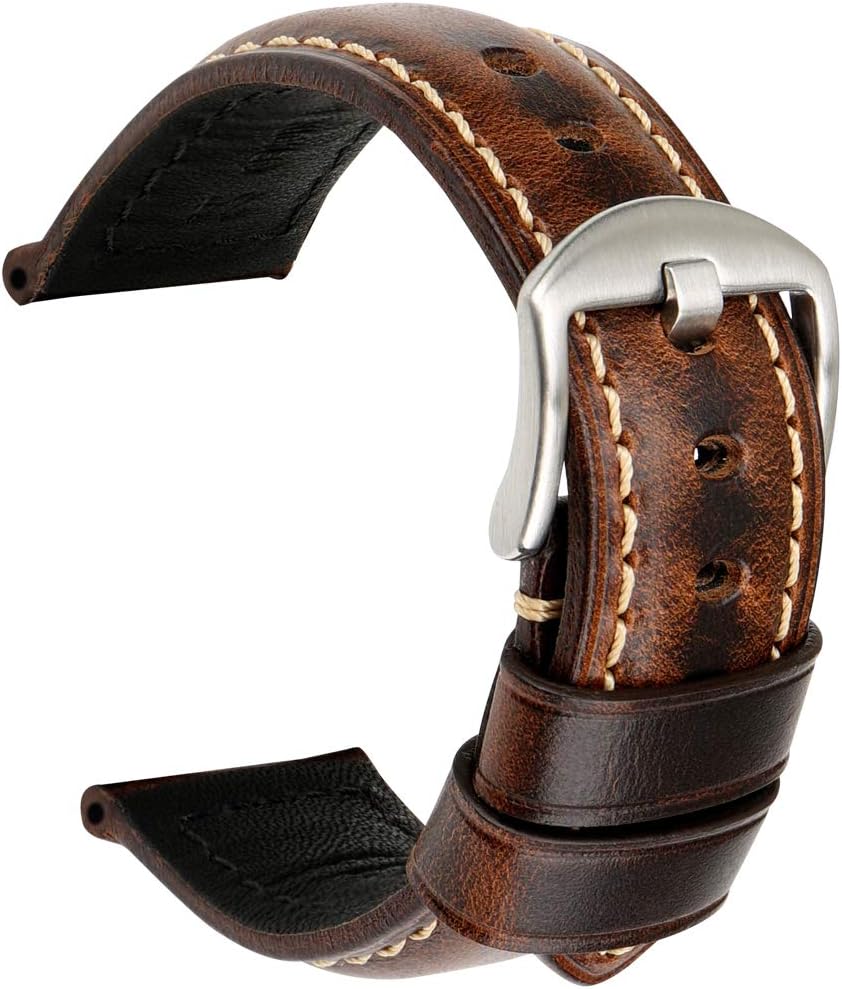 Amazon.com: REZERO Watch Band, Vintage Oil Wax Leather Watch Straps ...