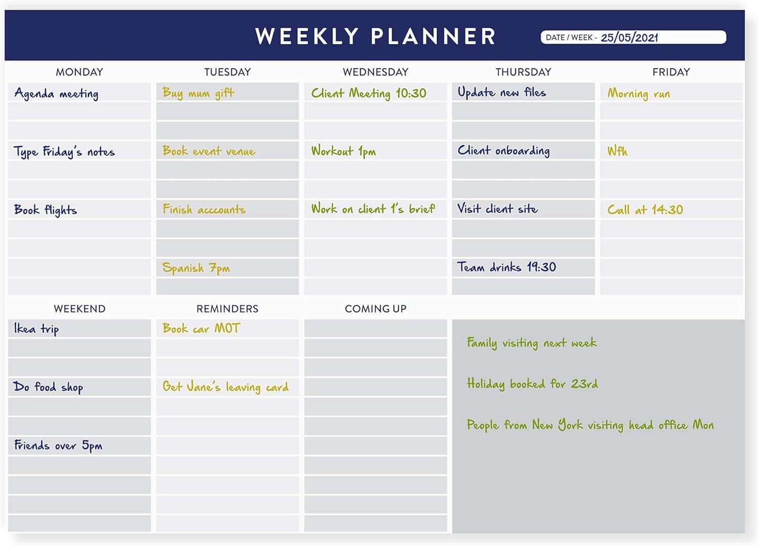 Weekly Planner Pad - Organiser Productivity Planner - Business Desk ...