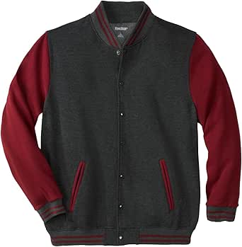 KingSize Men's Big & Tall Fleece Varsity Jacket - 6XL, Black at Amazon ...