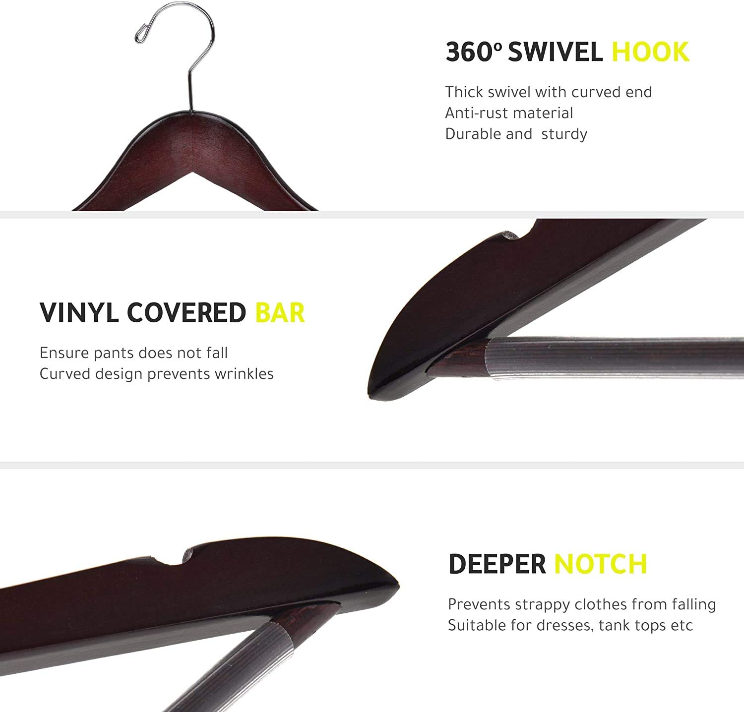 Snapklik.com : 90 Quality Wooden Hangers - Slightly Curved Mahogany ...