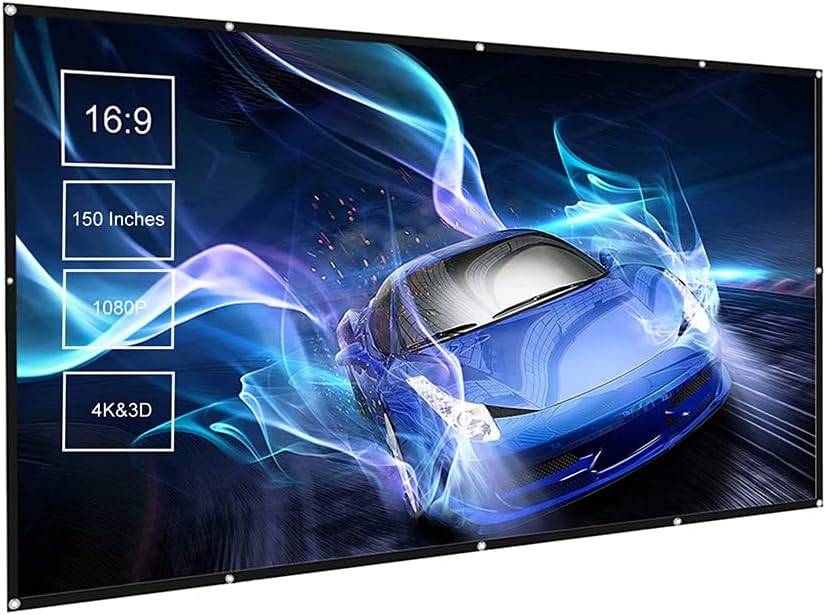 Amazon.com: N/A 150 inch Projector Screen Widescreen 16:9 Portable ...