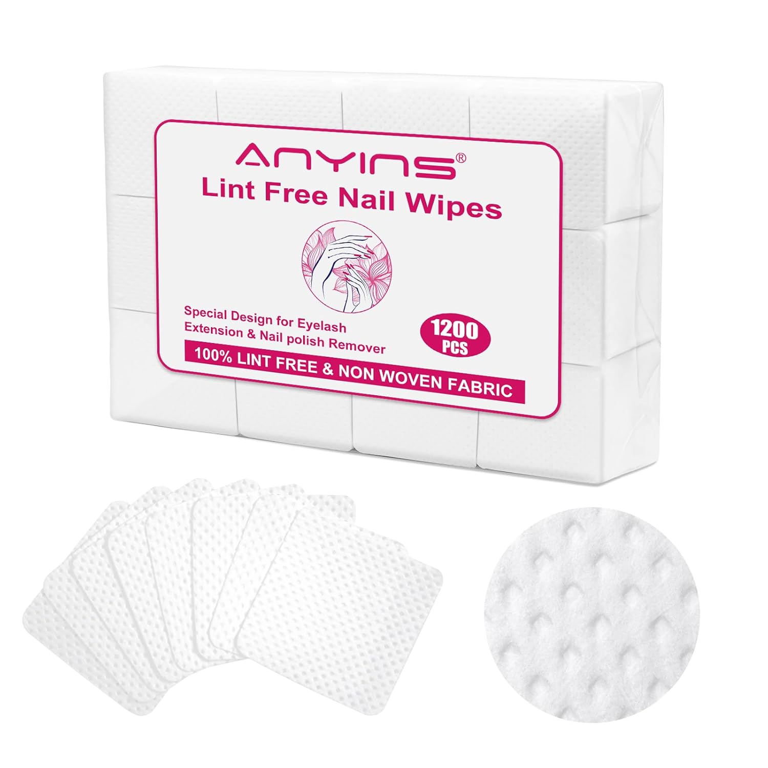 Amazon.com : ANYINS Lint Free Nail Wipes, 1200PCS White Lint Free Wipes ...