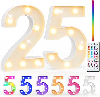 Pooqla 25th Birthday Decorations for Her Him, 35 Colors LED Light Up ...