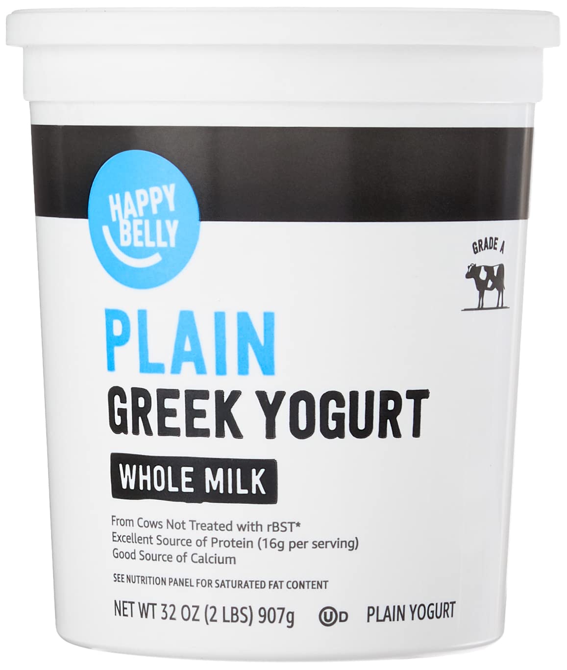 Amazon.com: Amazon Brand - Happy Belly Greek Whole Milk Plain Yogurt ...