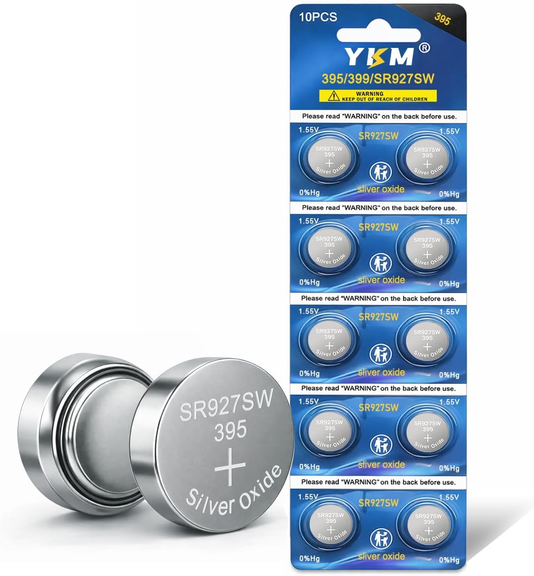 Amazon.com: YKM Paquete de 10 baterías de reloj SR927SW 395 399 LR927 ...