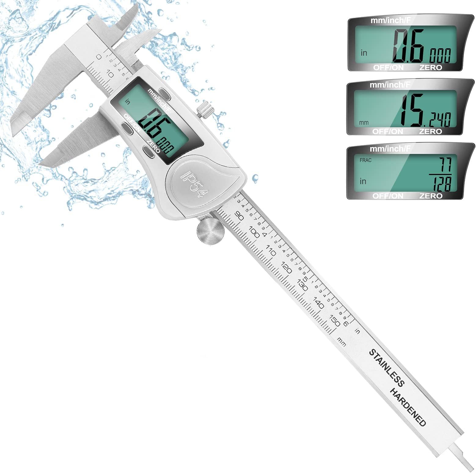 3Clock Digital Caliper, Caliper Measuring Tool with Stainless Steel ...