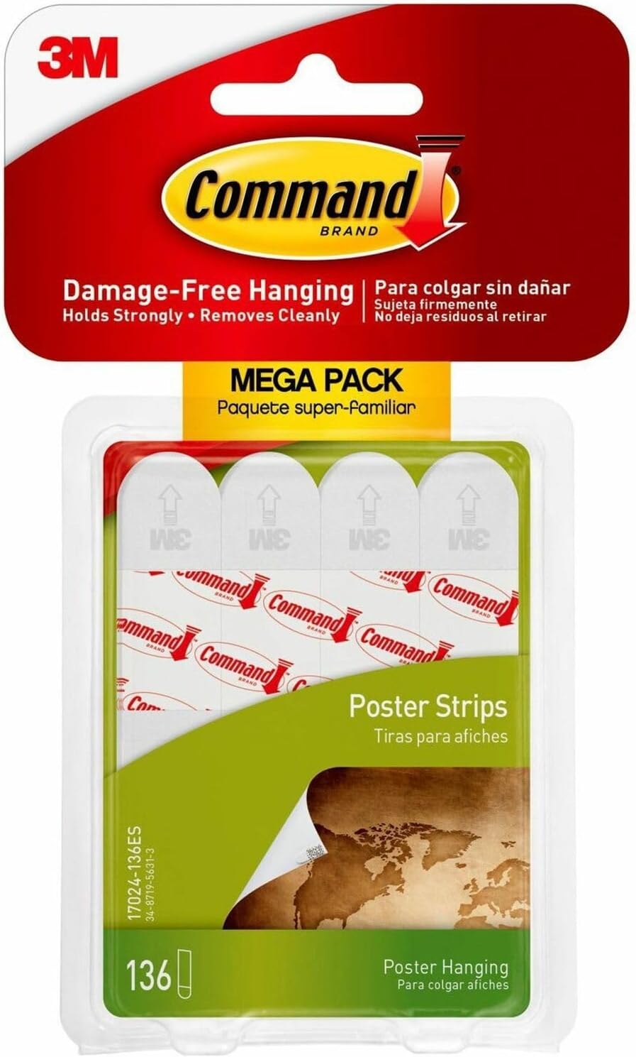 Amazon.com: 3M 17024136ES Poster Strips, Removable Adhesive, Mega PK ...