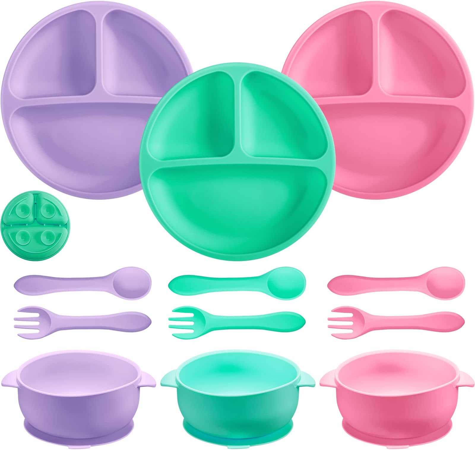 Amazon.com: 9 Pcs Silicone Baby Toddler Suction Plates Baby Bowls with ...