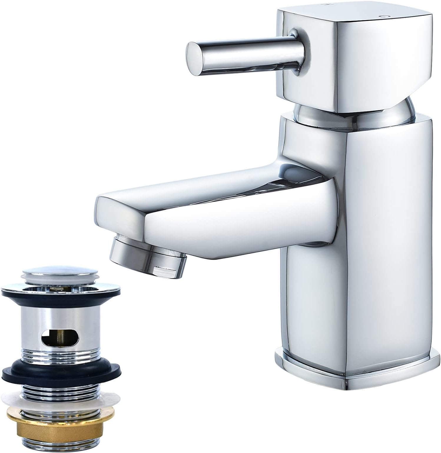 Hapilife Basin Taps Square with Pop up Waste Bathroom Sink Mixer Taps ...
