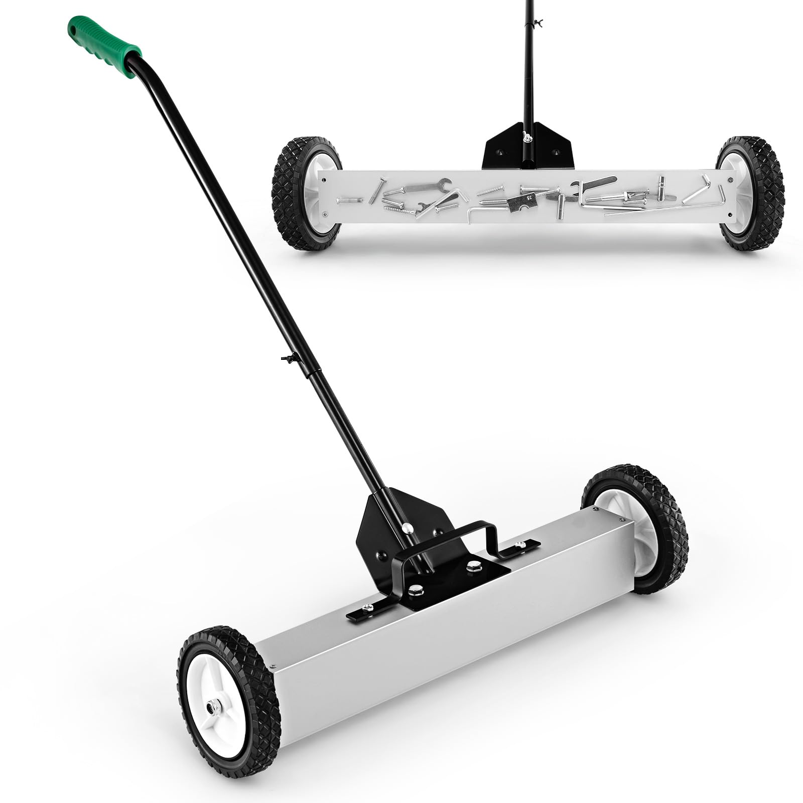 COSTWAY 24”/61cm Rolling Magnetic Sweeper, 13kg Capacity Magnet Pickup ...