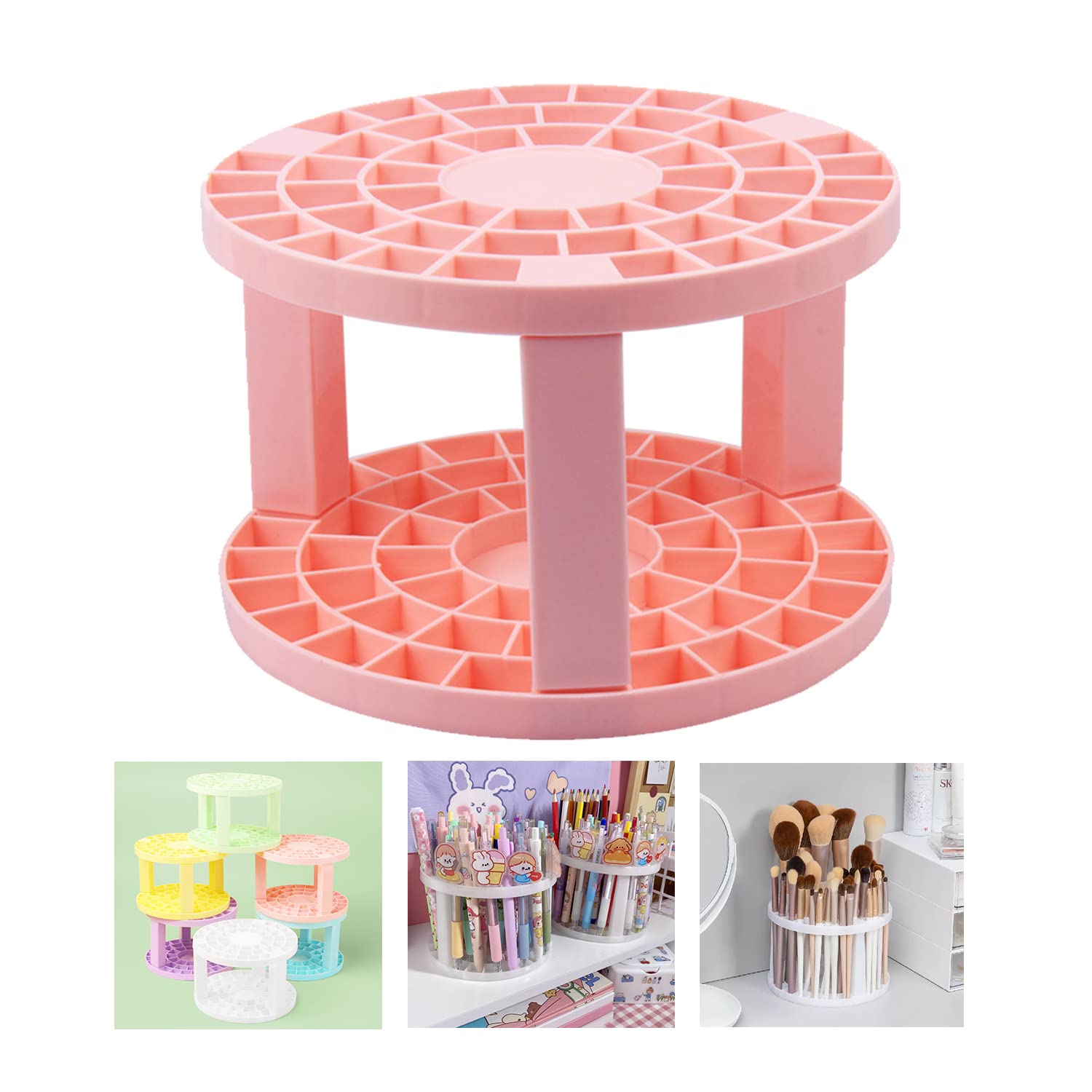 Amazon.com: wekunro Plastic Artist Round 50 Hole Paint Brush Holder and ...