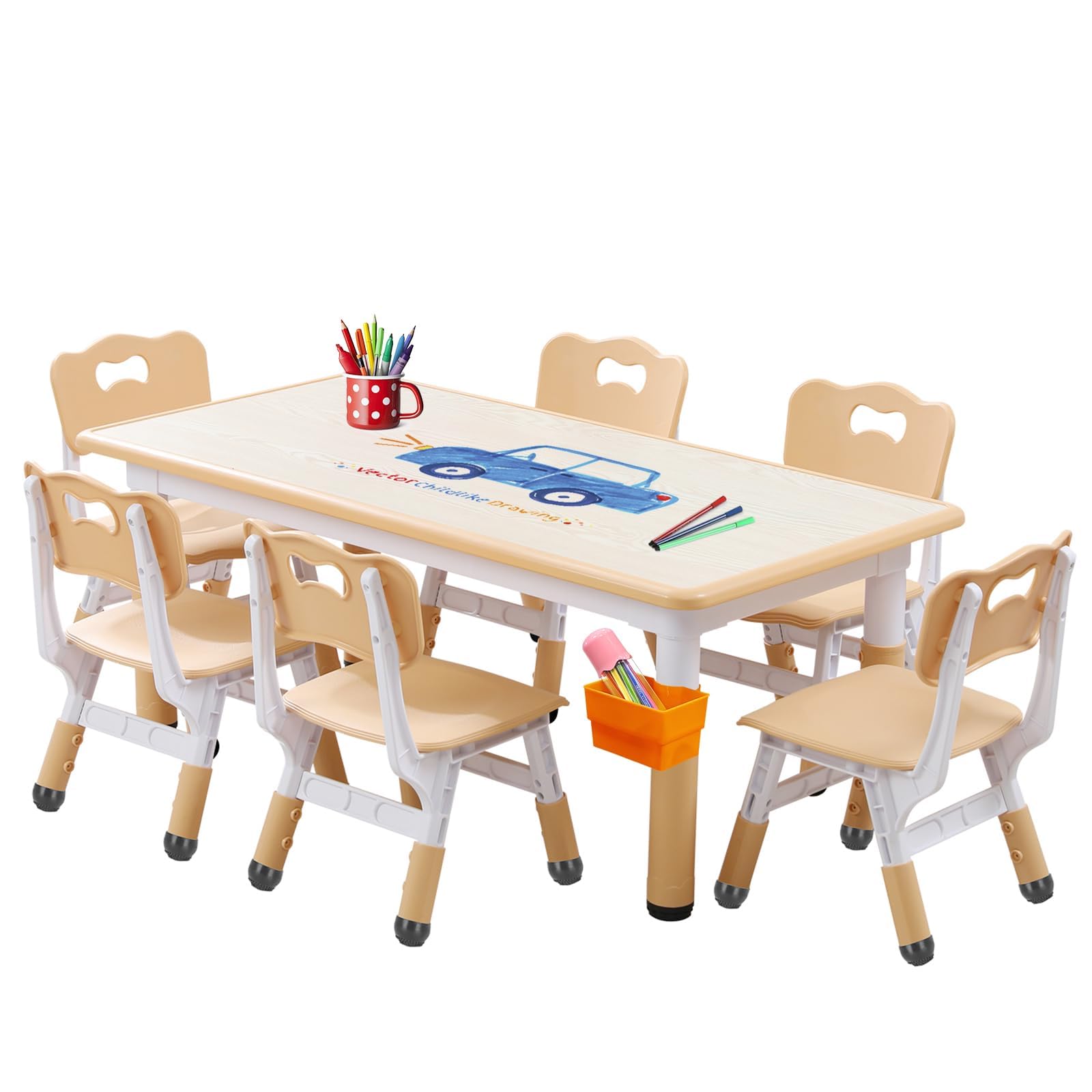 Amazon.com: HAPPYMATY Kids Table and Chair Set, Height Adjustable ...