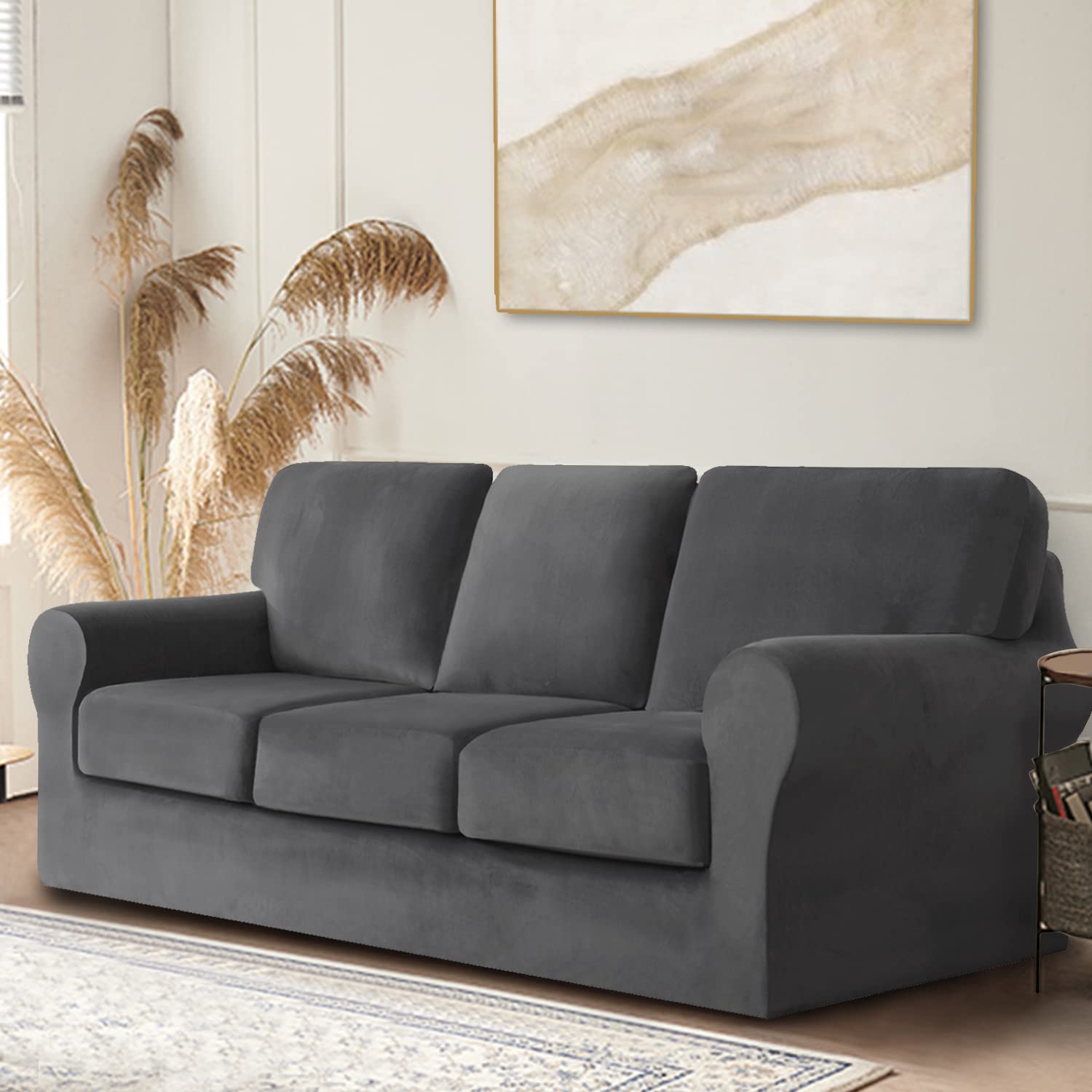 Amazon.com: XSlive 7 Pieces Velvet High Stretch Sofa Covers for 3 ...