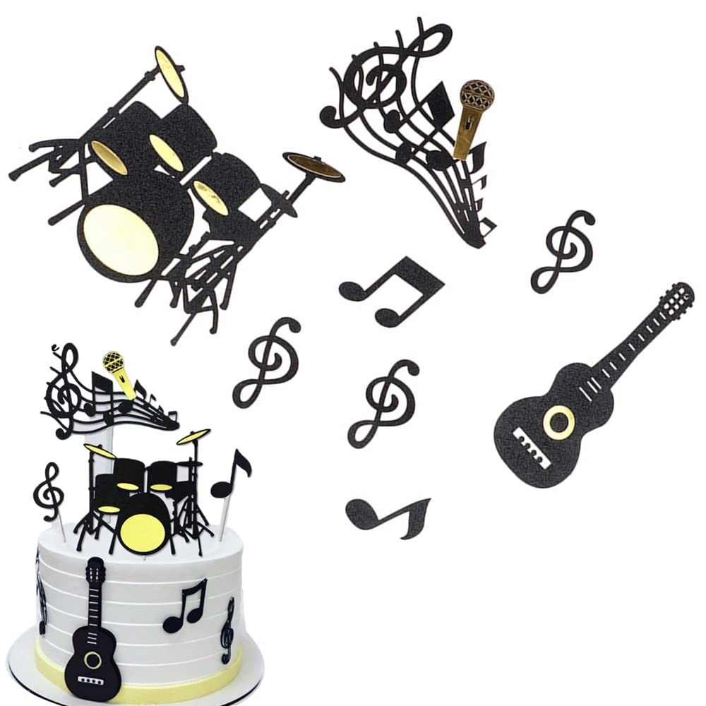 Buy 8 Pcs Music Notes Cake Toppers Musical Theme Birthday Party ...