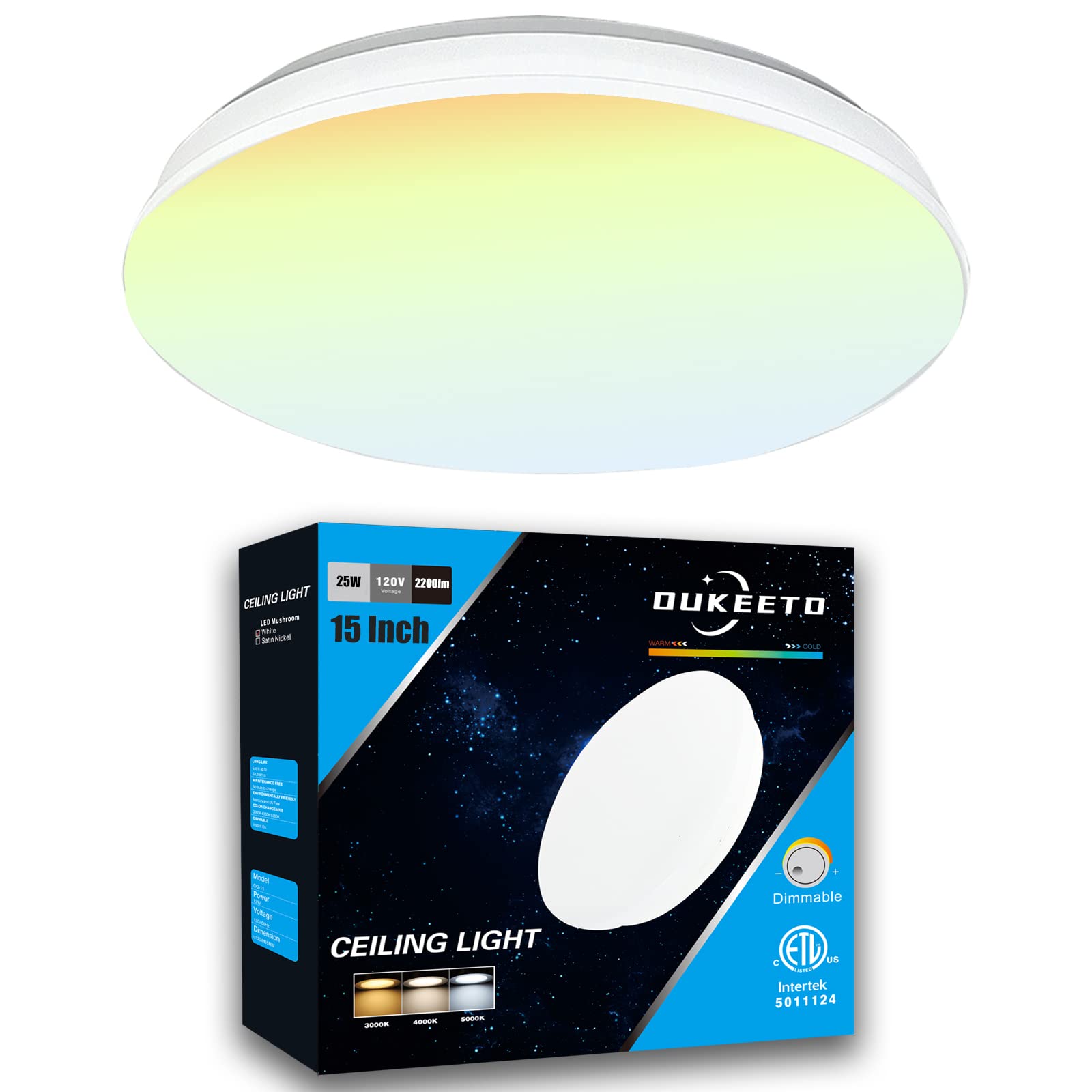 LED Flush Mount Ceiling Light - 15 Inch Ceiling Light Fixtures 3000 ...