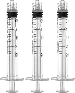 Amazon.com: 20 Pack 2.5ml/cc Measuring Tools Syringe with 25Ga, Plastic ...