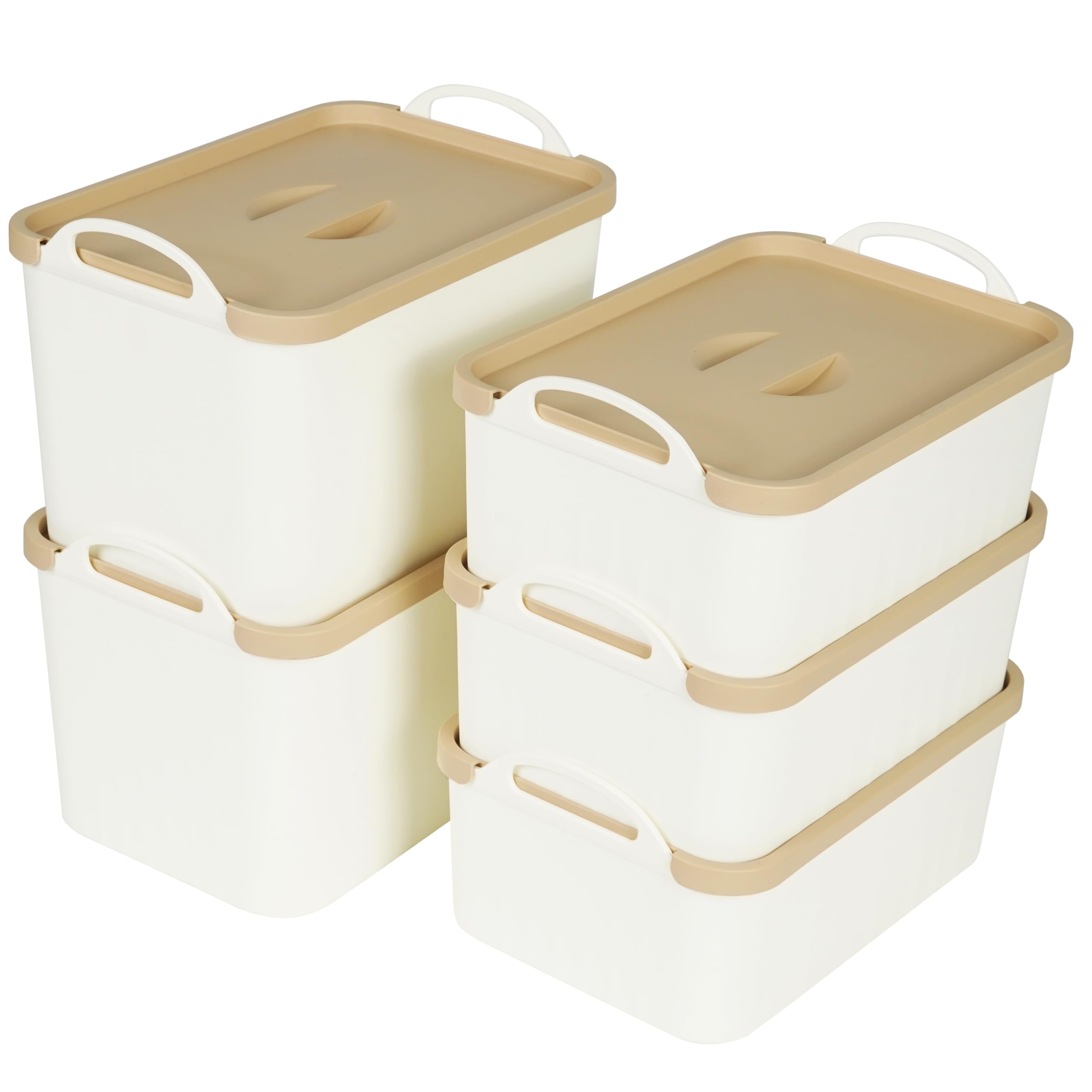 Belle Vous White Plastic Storage Boxes with Handles & Lids (5 Pack ...